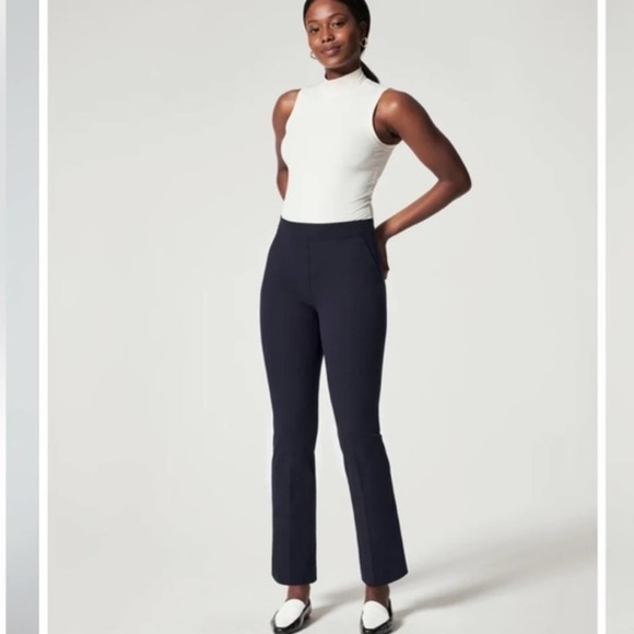 SPANX | Pants & Jumpsuits | Spanx Navy Blue Onthego Kick Flare Pant ...